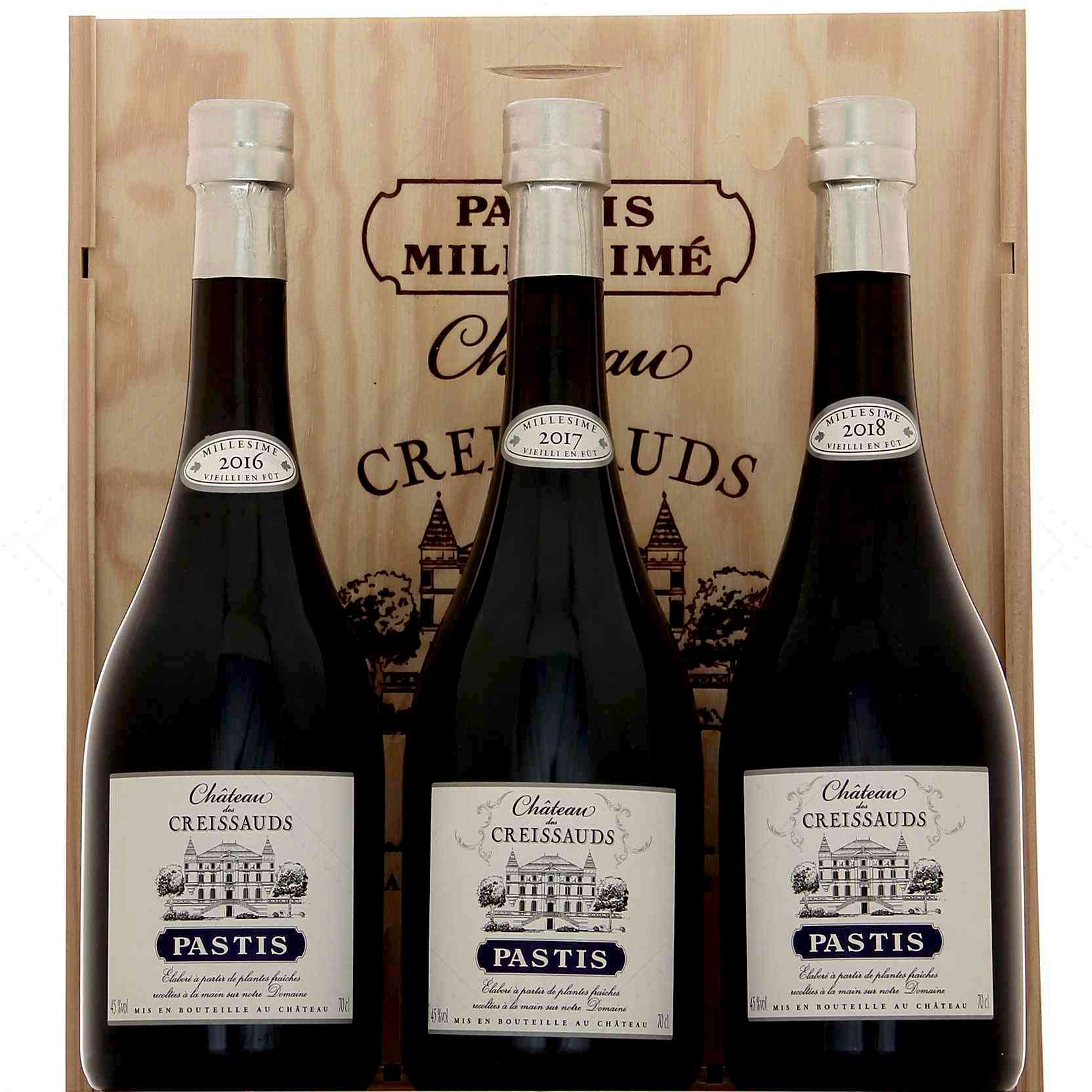 Pastis Château Des Creissauds 2019 Coffret Bois 45° - Rhum Attitude